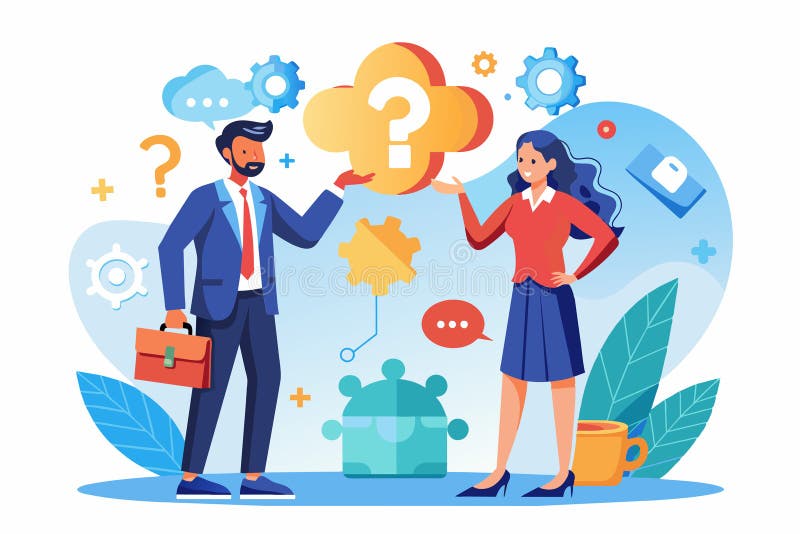 Two Business People Discuss and Explore Solutions, Engaging in a ...