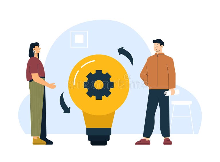 Two Business People Discussing Innovative Idea and Developing Solution ...