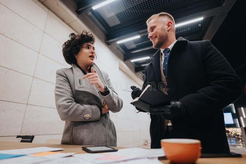 Professional Business Colleagues in Discussion at Workplace with ...