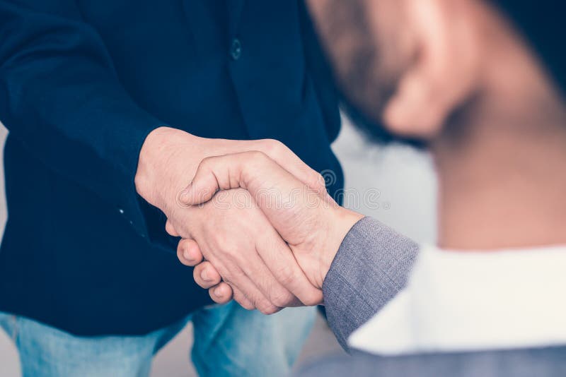 Two Business People Handshake Success Story Stock Image - Image of ...