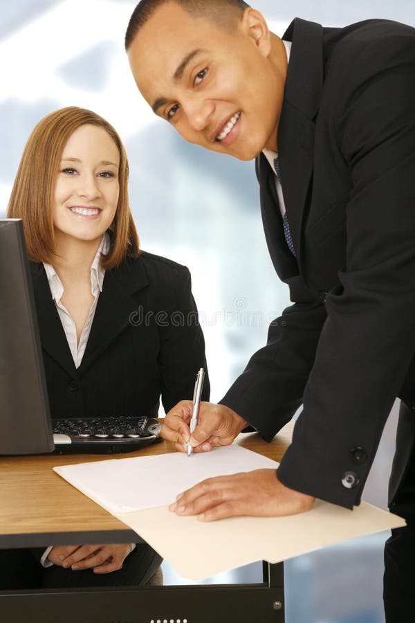 Two Business People in Office Working Stock Photo - Image of ...