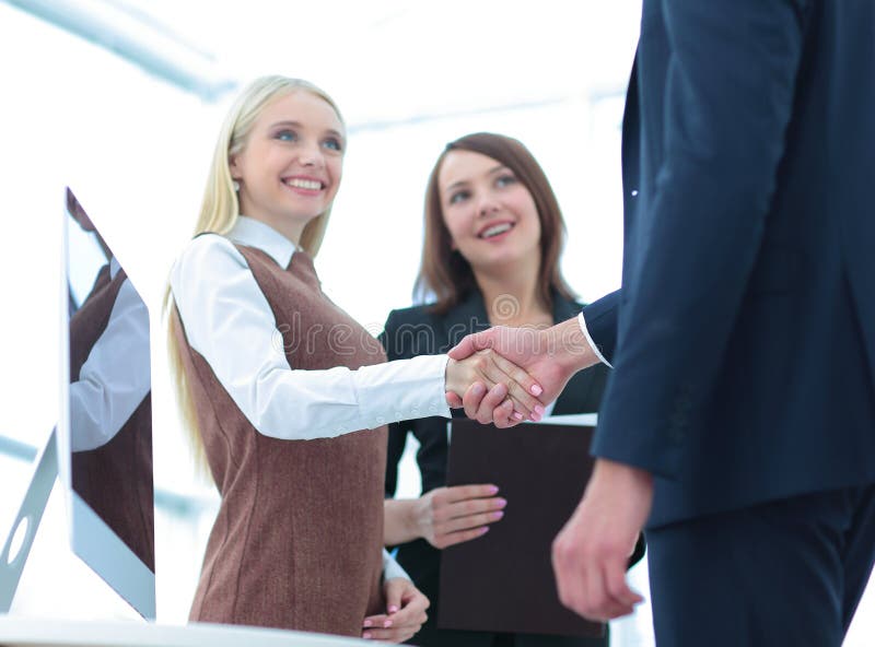 Two Business People Shaking Hands with Each Other in the Office Stock ...
