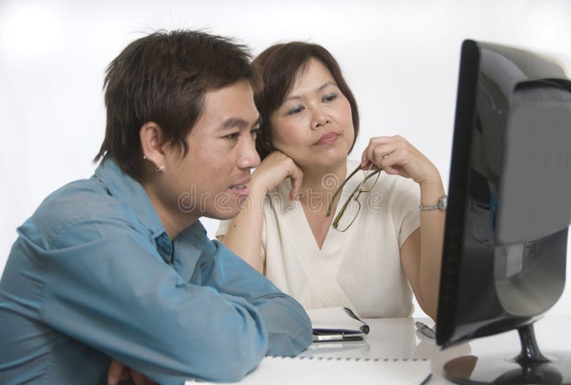 Two Business People Working Together Stock Image - Image of cheerful ...