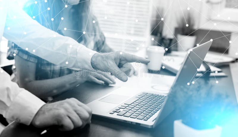 Two Business People Working Together Light Effect Stock Image - Image ...