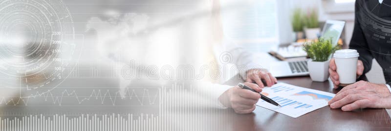 Two Business People Working Together Panoramic Banner Stock Photo ...