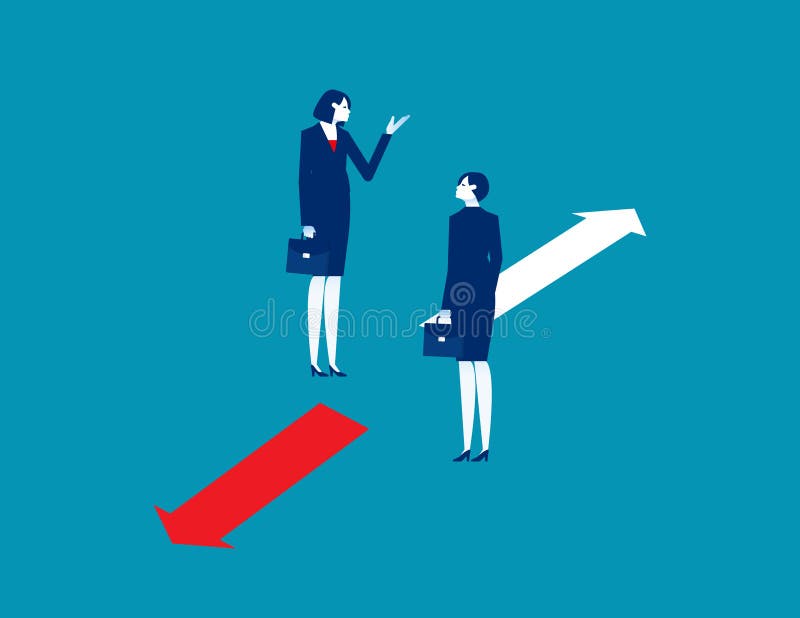 Two Business Person Discuss the Direction. Business Guide Vector ...