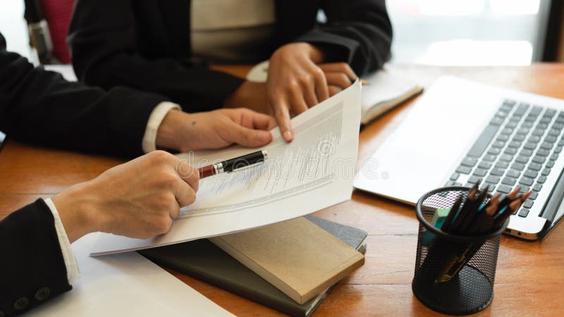 Two of Business Person Look at the Document Together Stock Image ...