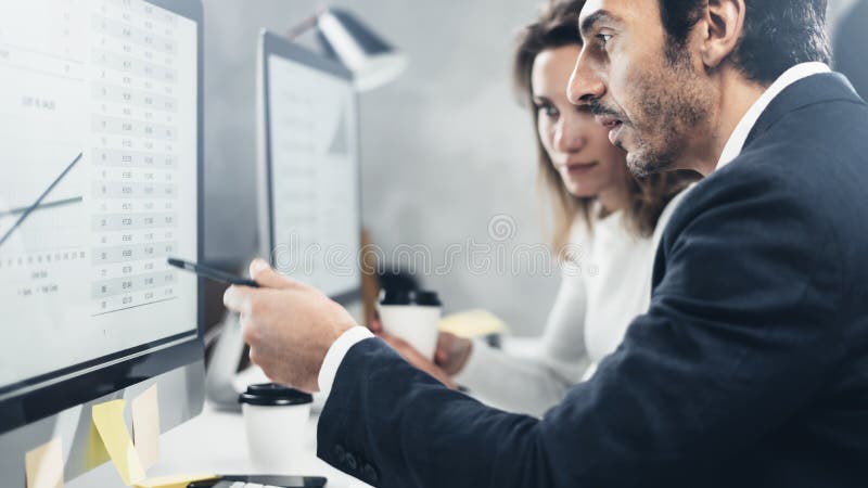 A Person Working at Office with Personal Computer Screen that Have a ...