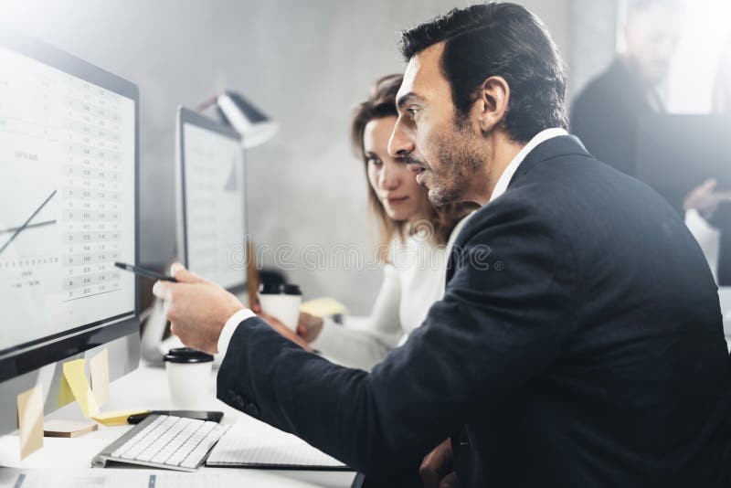 Two Business Person at Working Process at Office.Young Professionals ...