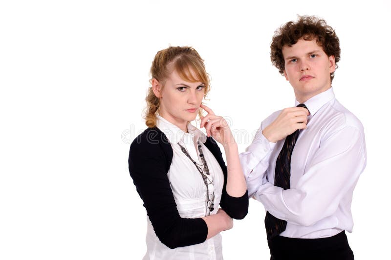 Boss and two helpers stock image. Image of lively, blonde - 20658395