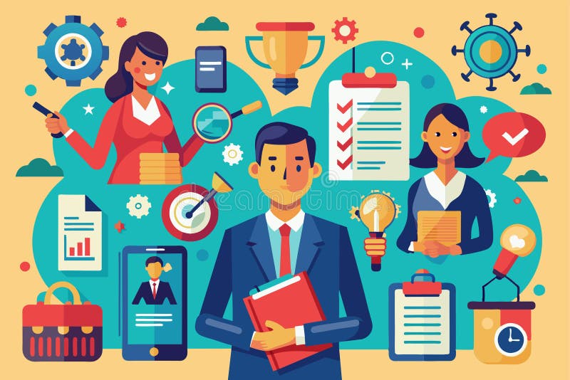Two Business Professionals Collaborate on Strategies, Surrounded by ... Two Business Professionals Collaborate on Strategies, Surrounded by ...