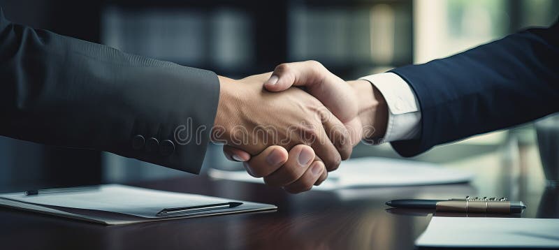 Business Professionals Shaking Hands in a Formal Office Setting during ...