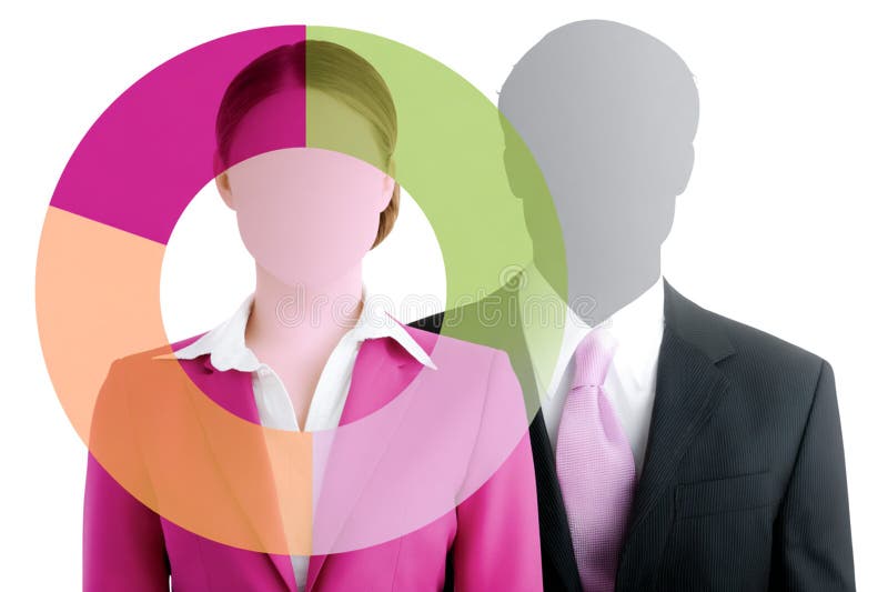 Business Professionals in Formal Attire, with a Colorful Pie Chart ...