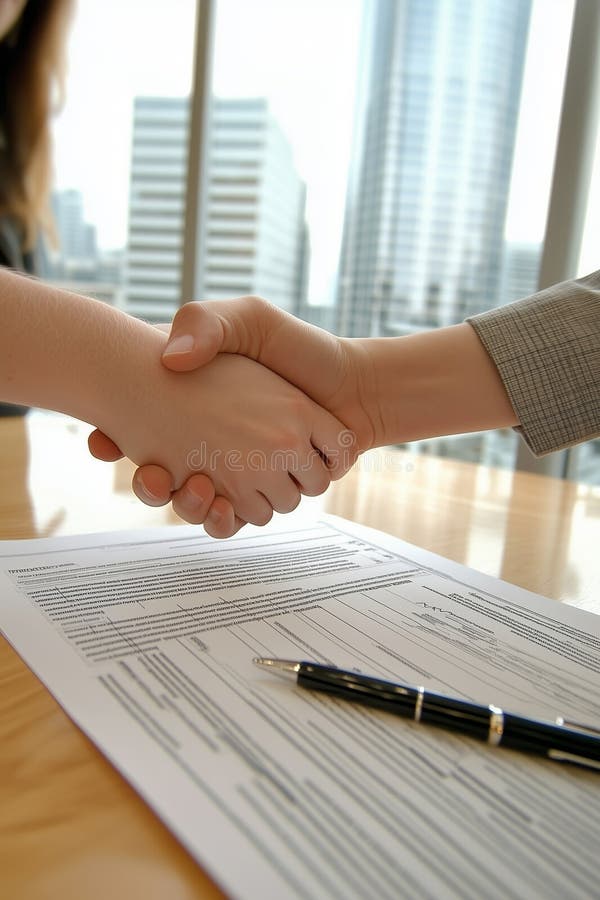 Two Business Professionals Shaking Hands after a Successful Agreement ...