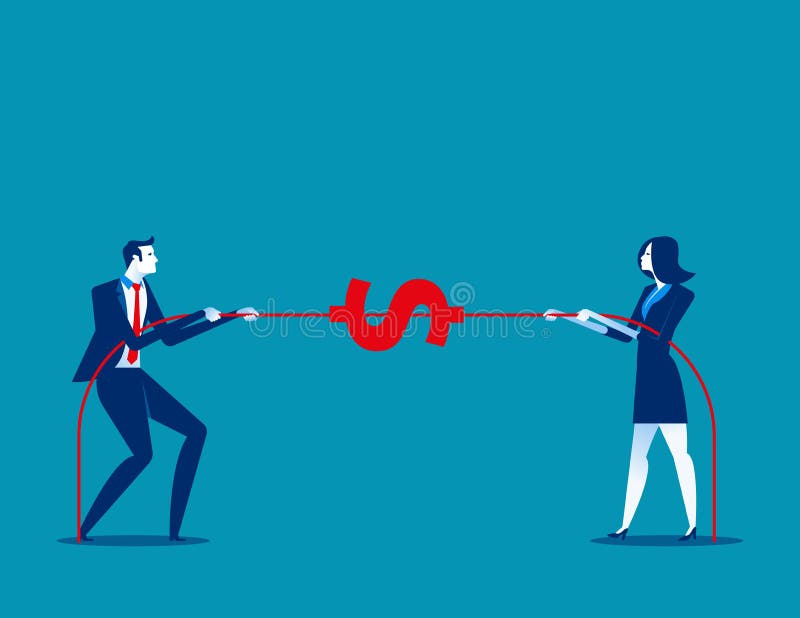 Two Business Pull the Rope. Concept Business Vector Illustration Stock ...