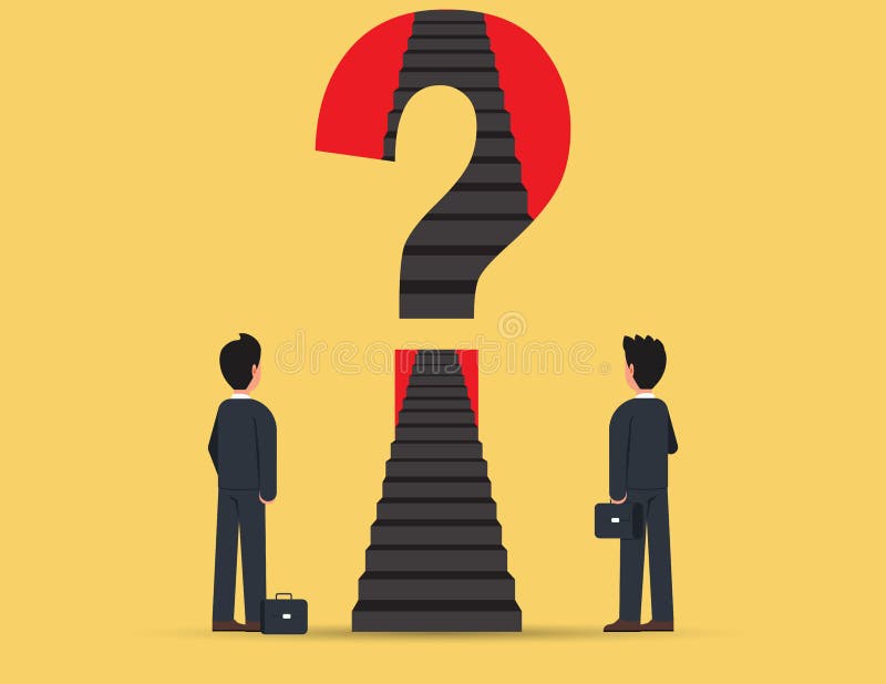 Two Business Standing with Question Mark Discussed the Strategy Future ...