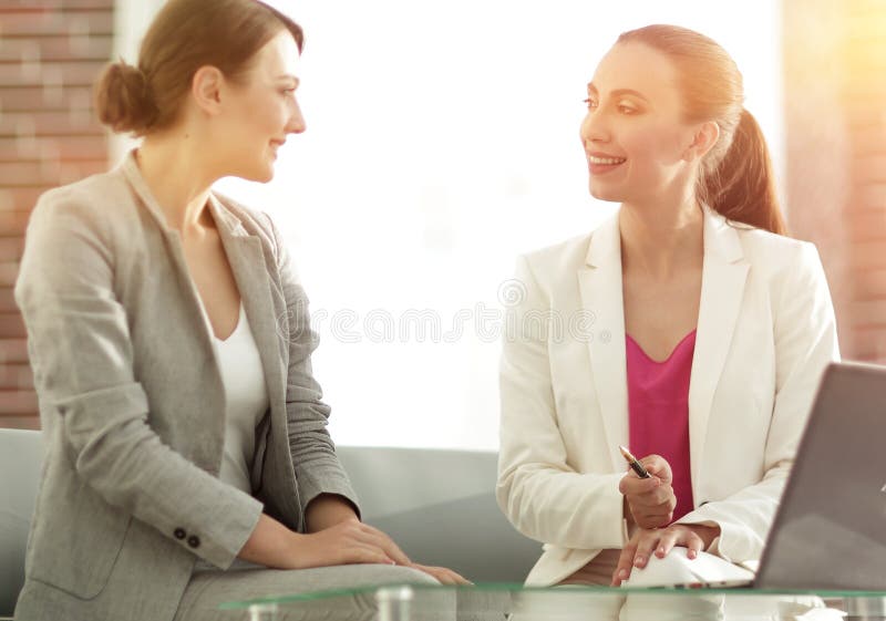 Two Business Women Discussing Project Cooperation Stock Image - Image ...