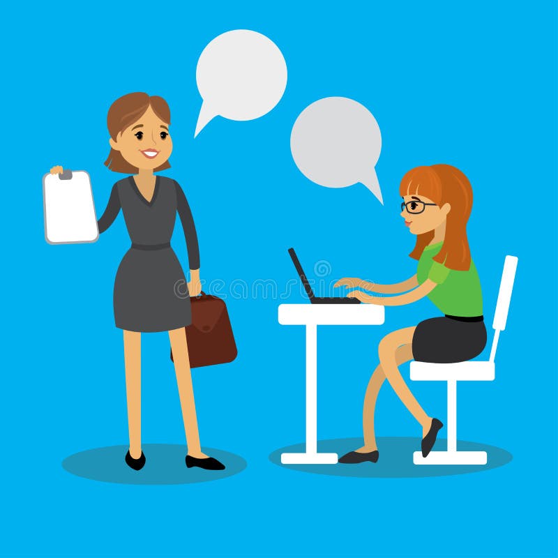Two Business Women Talking,office Manager and Boss Stock Vector ...
