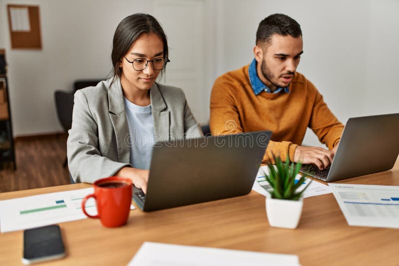 Two Business Workers Concentrated Working at the Office Stock Image ...