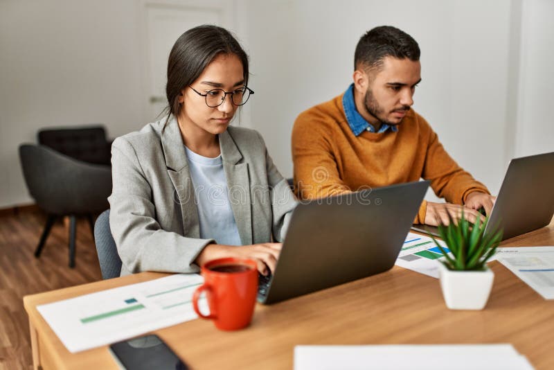 Two Business Workers Concentrated Working at the Office Stock Image ...