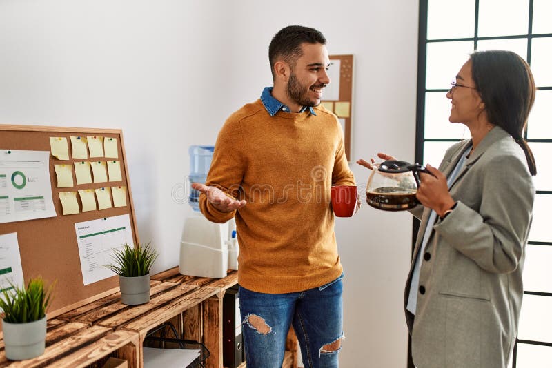 Two Business Workers Relaxed Drinking Coffee at the Office Stock Image ...