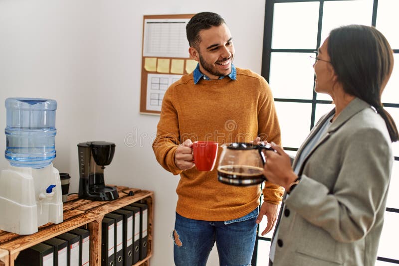 Two Business Workers Relaxed Drinking Coffee at the Office Stock Image ...
