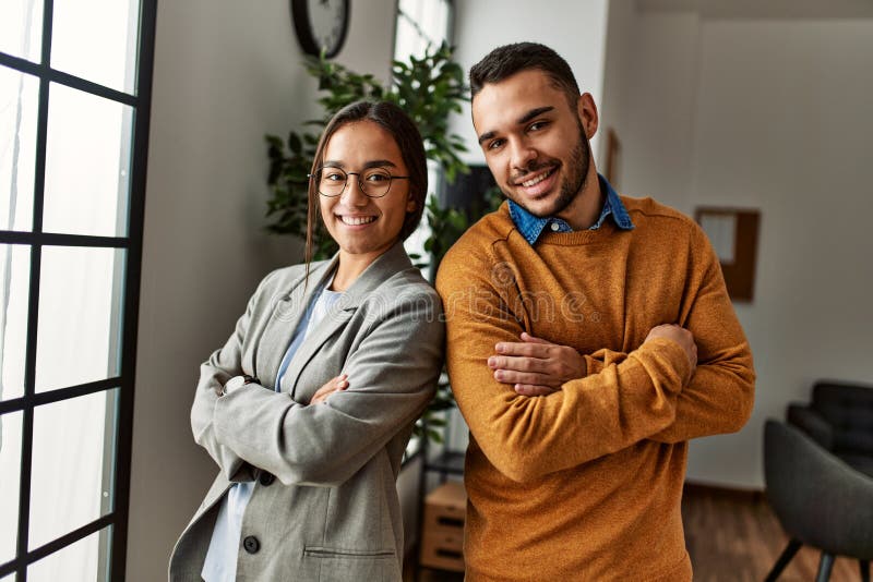 Two Business Workers Smiling Happy Standing with Arms Crossed Gesture ...