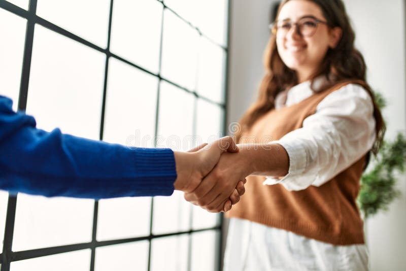 Two Business Workers Woman Shaking Hands at the Office Stock Image ...