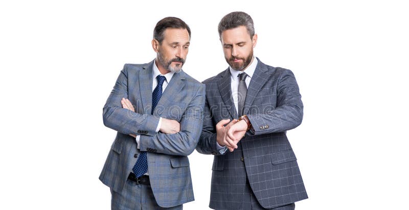 Two Businessman Late for Business Deadline. Time Management. Punctual ... Two Businessman Late for Business Deadline. Time Management. Punctual ...