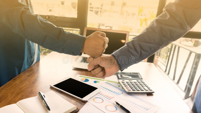 Two Businessman Meeting Negotiation and Agreement Successful Stock ...