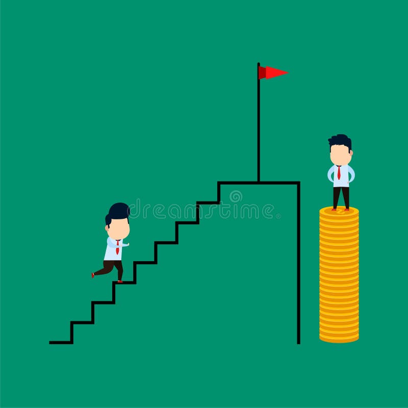 Two Businessman Reach Their Goals in Different Ways Stock Vector ...