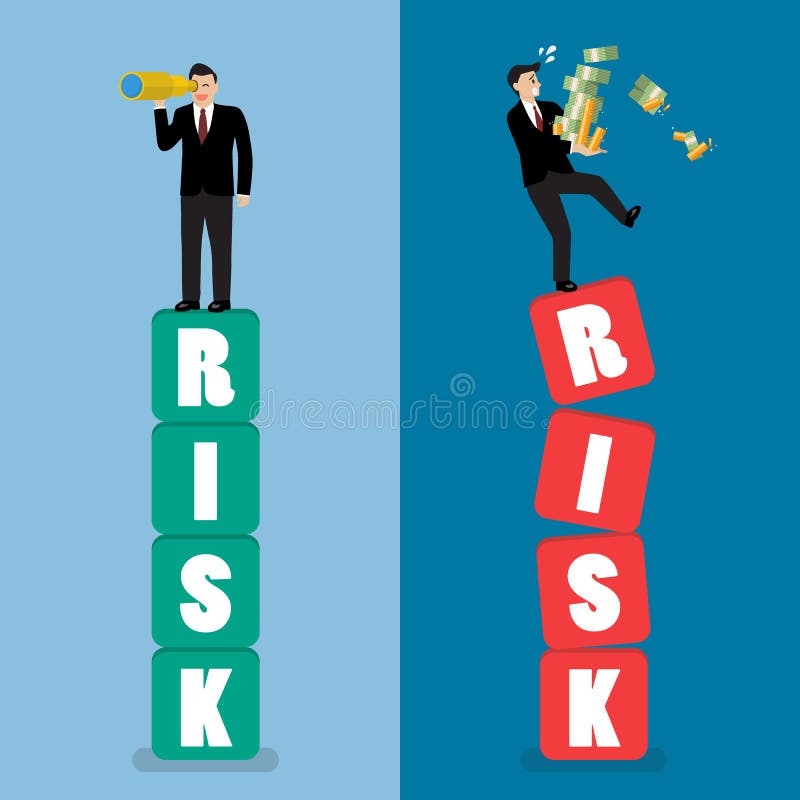 Two Businessman Standing on Risk Blocks Stock Vector - Illustration of ...