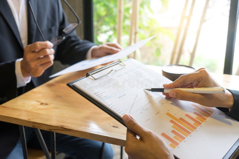 Two Businessman Talk and Discuss about Business Work Stock Photo ...