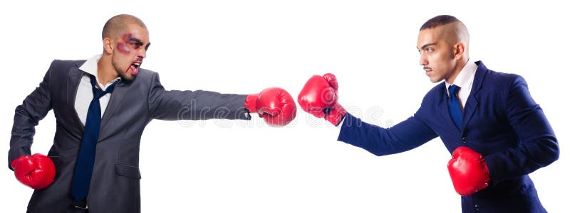 Two Businessmen Boxing Isolated on the White Stock Image - Image of ...
