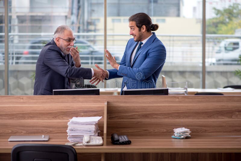 Two Businessmen Employees Working in the Office Stock Image - Image of ...
