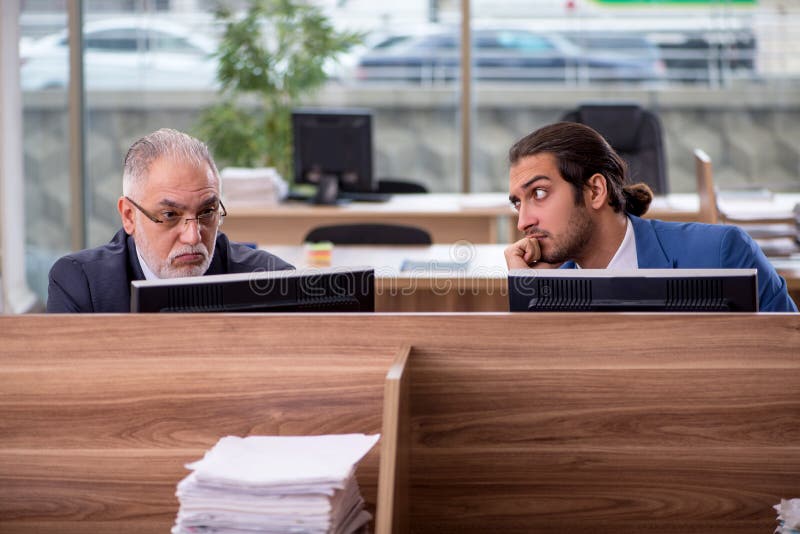 Two Businessmen Employees Working in the Office Stock Image - Image of ...