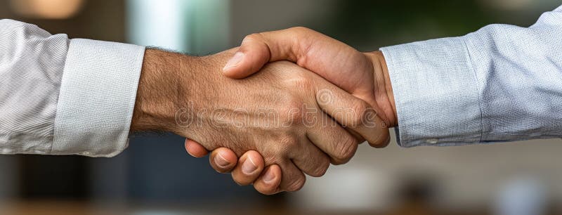 Two Businessmen Engage in a Handshake Inside a Contemporary Office ...