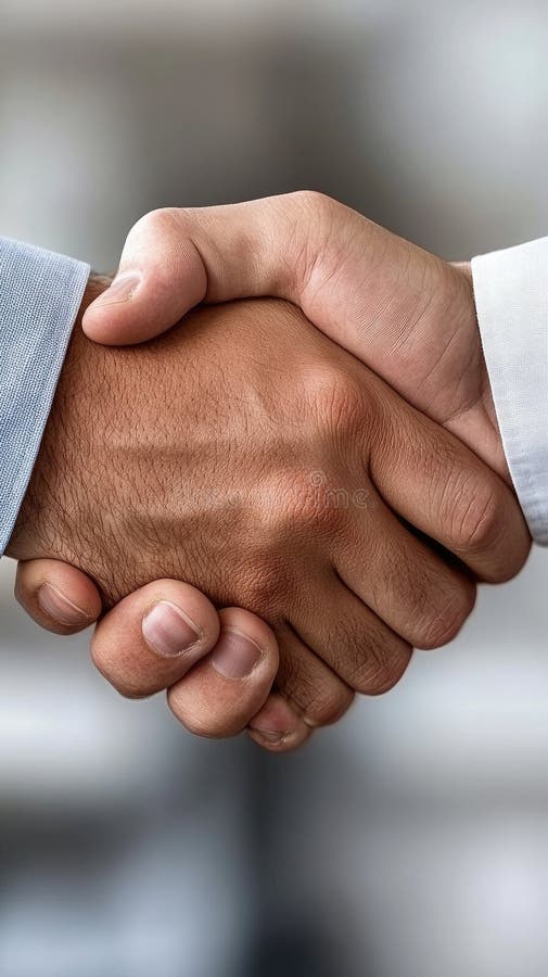 Two Businessmen Engage in a Handshake Inside a Contemporary Office ...