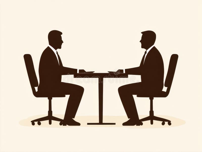 Two Businessmen Engaged in Deep Discussion while Sitting at Table ...