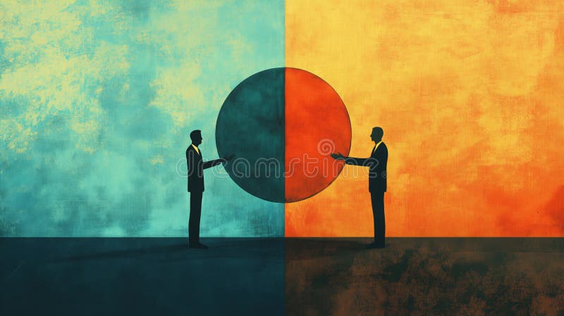 Two Businessmen Exchanging Ideas, Contrasting Colors, Collaboration ...