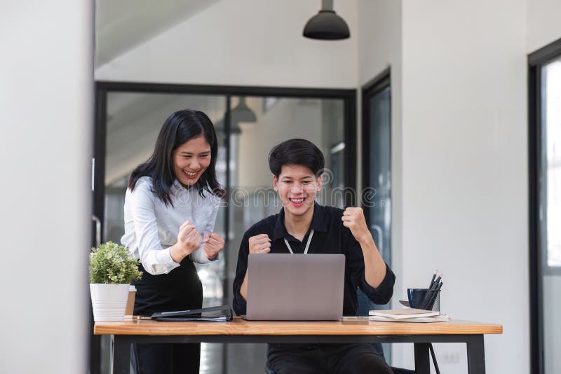 Two Businessmen Expressed Their Joy at the Work Reaching Its Goal ...