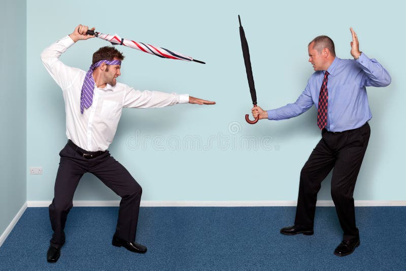 Two businessmen fighting stock image. Image of sword - 21721875