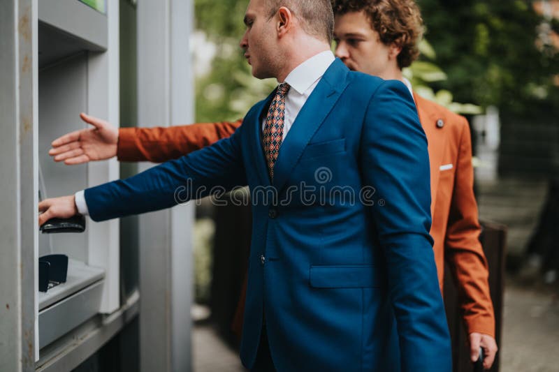 Businessmen Facing an ATM Withdrawal Issue while Using the Machine ... Businessmen Facing an ATM Withdrawal Issue while Using the Machine ...