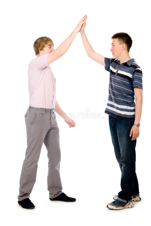 Two Businessmen Give Each Other a High Five Stock Photo - Image of ...
