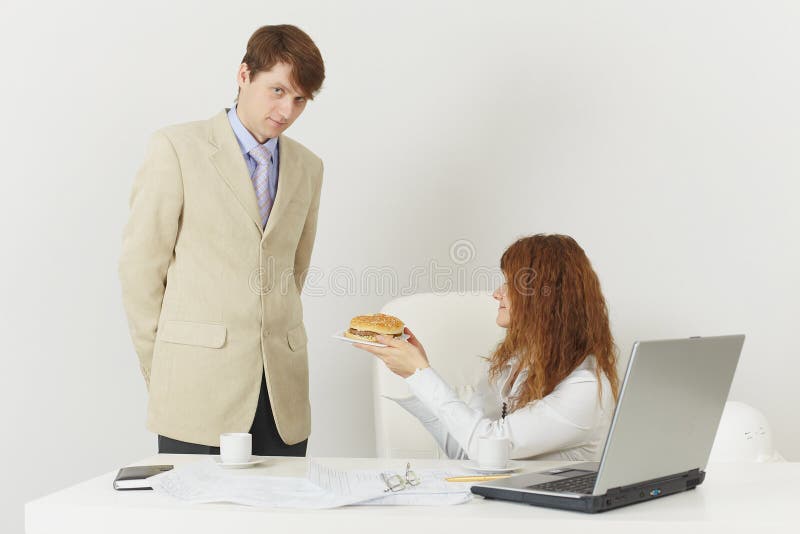 Two Businessmen during Lunch Break Stock Image - Image of blue ...