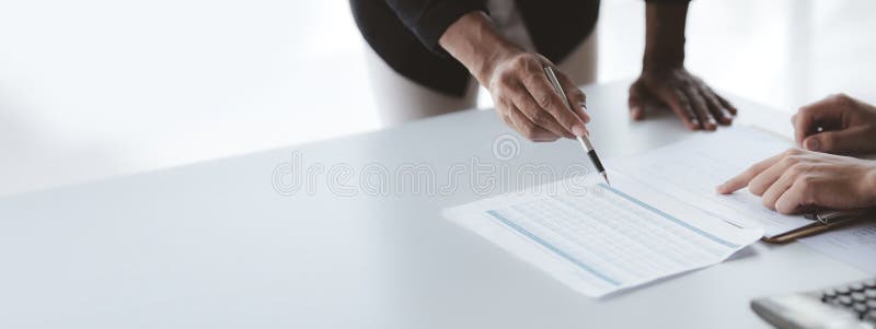 Two Businessmen Pointed To the Material for the Meeting, Working ...