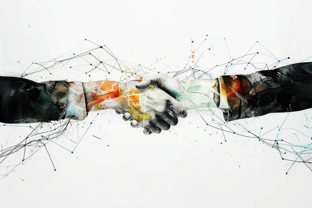 Two Businessmen Shake Hands in Front of a Graph Charting Progress Stock ...