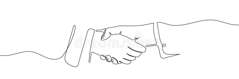 Two Businessmen Shaking Hands. Continuous One Line Drawing Stock Vector ...