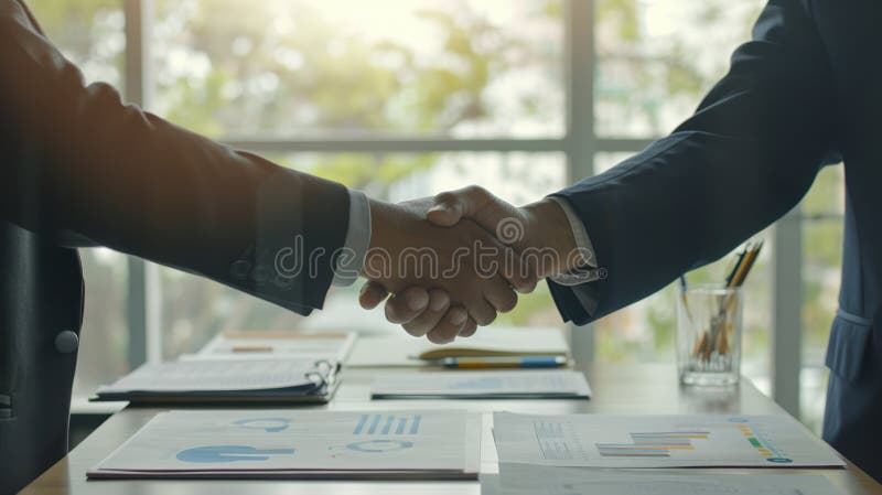 The Handshake in the Office. AI Generated Stock Image - Image of graphs ...