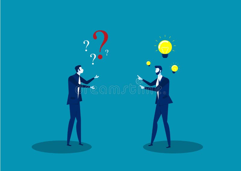 Two Businessmen Share Idea Positive Thinking and Question Solution ...